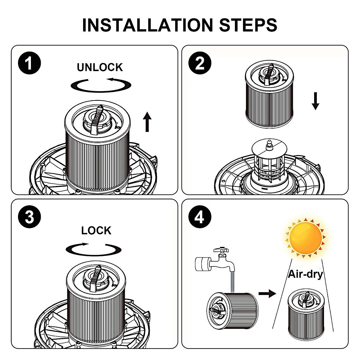 Potiarey DXVC6910 Replacement Filter for DEWALT 6-16 Gallon DXV06P DXV09P DXV10P DXV10PL DXV10SA DXV12P DXV14P DXV16P Wet/Dry Vacuum Cleaners (2-Pack)
