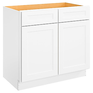 LOVMOR 36" Bathroom Vanity, Kitchen Base Cabinet, Single Sink Storage Unit, Pedestal Sink Storage Cabinet, Large Capacity for Laundry Room, Kitchen, Shower Room & Utility Room