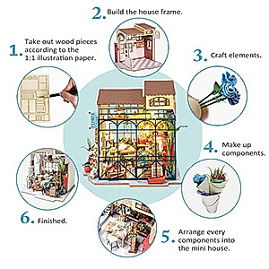 Rolife DIY Miniature Doll House Kit with Furniture for Children Adult Wooden Kits Toy (Emily's Flower Shop)