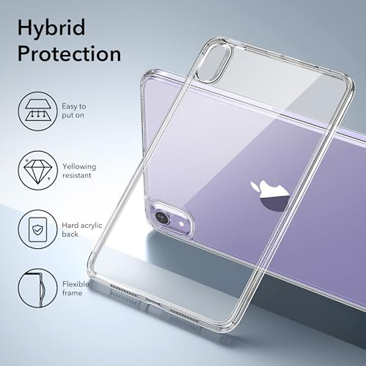 ESR for iPad Mini 7 A17 Pro Case, iPad Mini 7th/6th Generation Case (2024/2021), Slim and Light, Shock and Drop Protection, Yellowing Resistant, Hard Back, Supports Pencil Pro & Pencil(USB-C), Clear