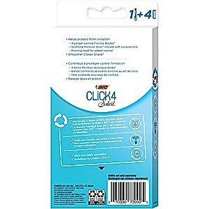 BIC Soleil Bella Click Women's 4-Blade Disposable Razor, 1 Handle and 4 Cartridges