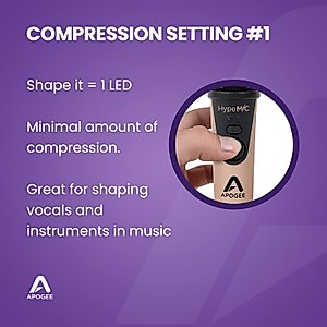 Apogee Hype Mic - USB Microphone with Analog Compression for Capturing Vocals and Instruments, Streaming, Podcasting, and Gaming