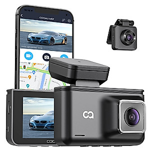 Dual Dash Cam Front Rear - COOAU 2.5K Car Camera 3” IPS Screen with WiFi APP - Dashboard Cam GPS WDR G-Sensor | 24H Parking Mode Night Vision | Loop Recording