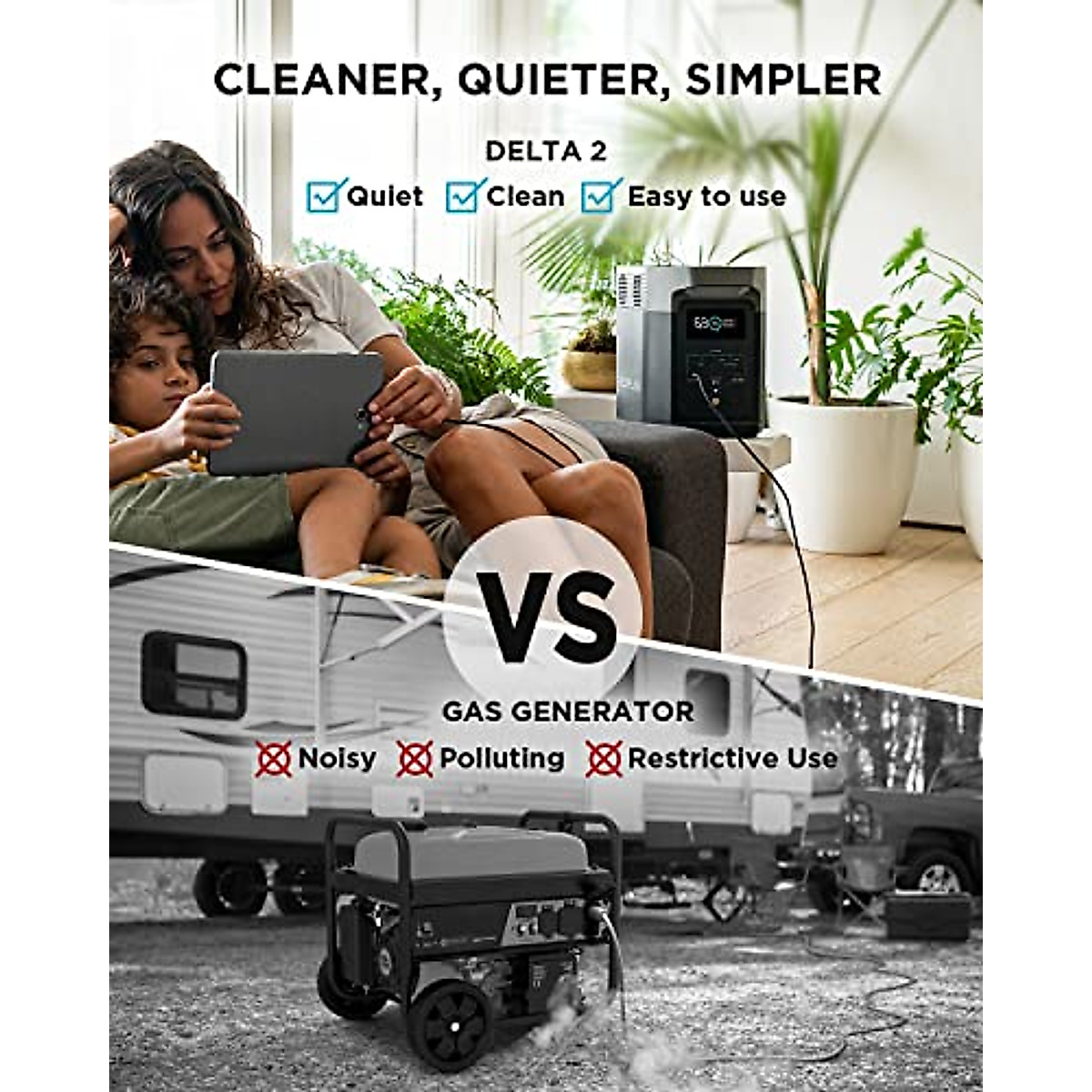 EF ECOFLOW Solar Generator DELTA2 with 220W Solar Panel, LFP(LiFePO4) Battery, Fast Charging, Portable Power Station for Home Backup Power, Camping & RVs