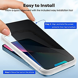 JETech Privacy Screen Protector for iPhone 13 6.1-Inch with Camera Lens Protector (Not for iPhone 13 Pro), Anti-Spy Tempered Glass Film, Easy Installation Tool, 2-Pack Each
