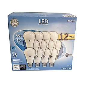 GE Daylight 60 Watt Replacement LED Light Bulbs, General Purpose, Dimmable Light Bulbs 12 Pack (Daylight, 12 Pack)