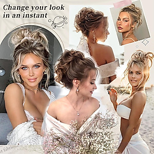 HMD Tousled Updo Messy Bun Hairpiece Hair Extension Ponytail With Elastic Rubber Band Updo Ponytail Hairpiece Synthetic Hair Extensions Scrunchies Ponytail Hairpieces for Women (12H24)