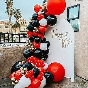 RUBFAC Black Balloons, 146 pcs Different Sizes Pack of 36 18 12 10 5 Inch for Balloon Garland or Balloon Arch as Graduation Wedding Birthday Baby Shower Anniversary Party Decorations