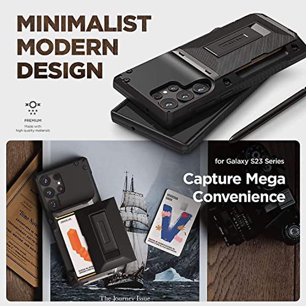 VRS DESIGN Damda Glide Hybrid Phone Case for Galaxy S23 Ultra Case, Sturdy Functional Case Compatible with Galaxy S23 Ultra 6.8'' (2023) Groove Black