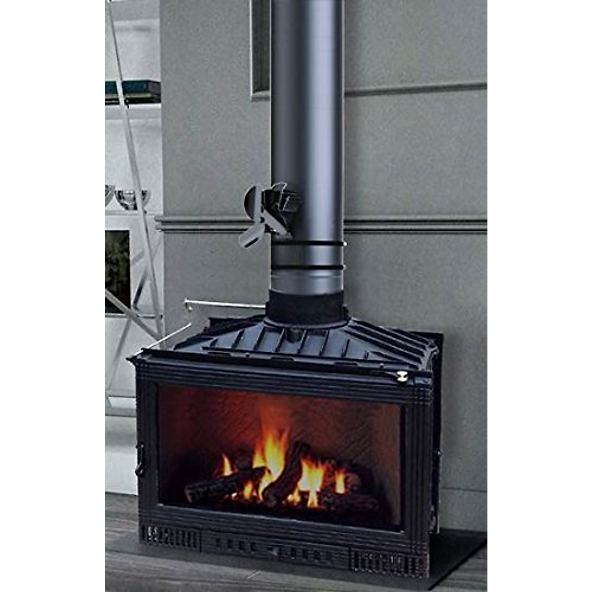 Tomersun New Designed Stove Pipe Fan for Incline Surface Fixed on The Chimney Pipe of Wood/Log Burner/Fireplace