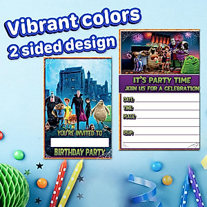 Set of 20 Hotel Transylvania -Themed Happy Birthday Invitation Cards & Envelopes - Lightweight (240g), Postcard Style Invites for the Perfect Party Pack
