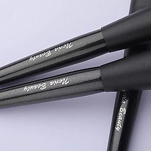 EVRCHGIEA Makeup Brush Sets, 12 PCS Wood Handle Soft Synthetic Fiber Hair Makeup Set,Premium Synthetic Foundation Blending Blush Concealer Eye Shadow Makeup Brush Set (black 12pcs)