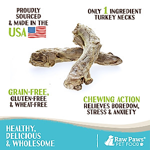 Raw Paws Freeze-Dried Turkey Necks for Dogs, 4-oz (3 Count) - Made in USA - Single Ingredient Dog Chew - Raw Freeze Dried Dog Treats - Dog Freeze Dried Treats - Freeze Dried Treats for Dogs