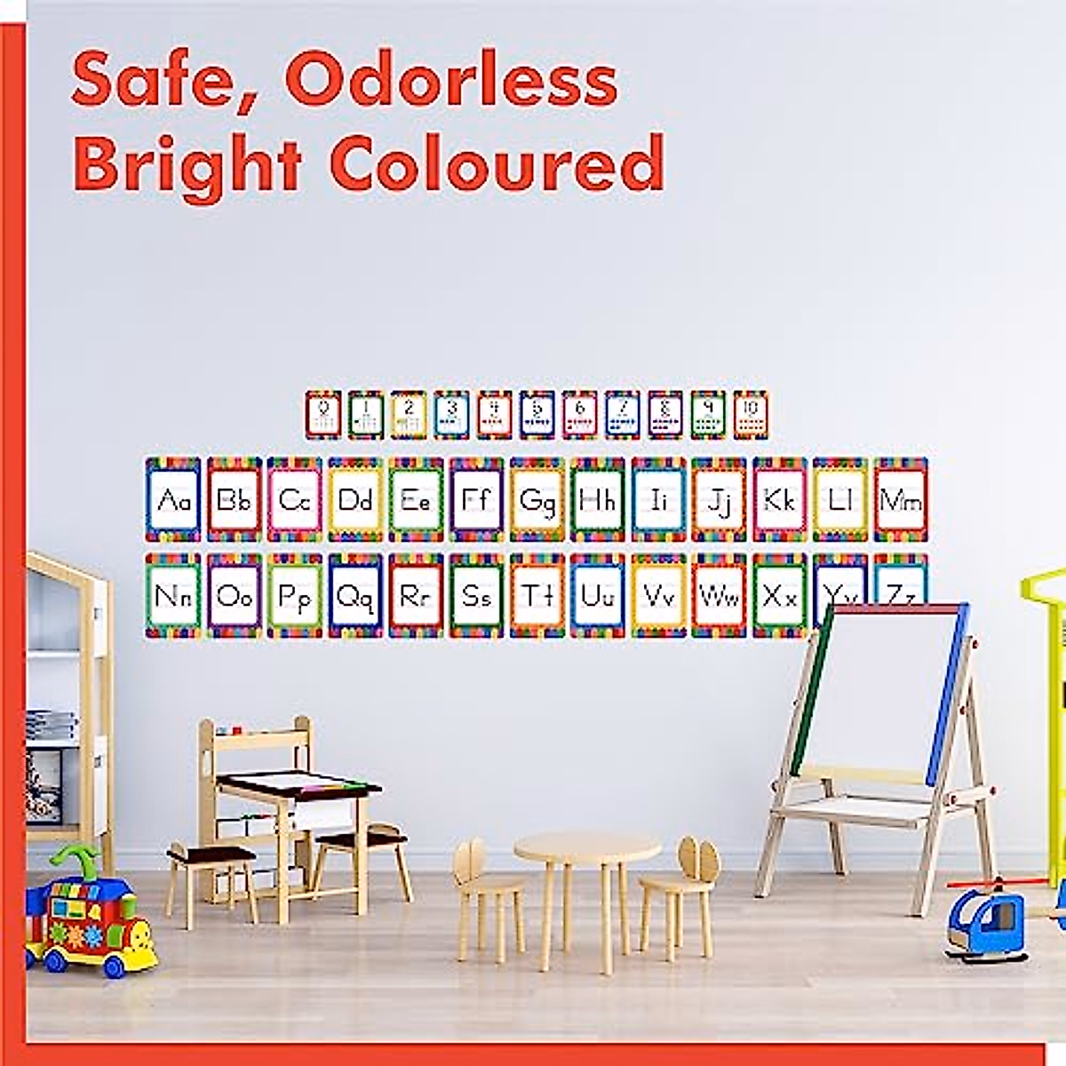 Alphabet Bulletin Board Set, 37 PCS ABC Wall Decorations 26 Upper/Lower Case Letters plus 0-10 Numbers Small Posters for Preschool, Kindergarten Classroom Playroom Bedroom Decorations for Students