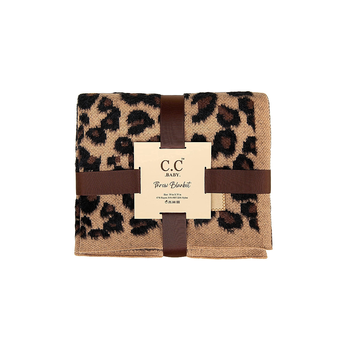 Funky Junque Large Soft Warm Lightweight Baby Throw Blanket for Toddler Bed, Strollers, Naps, Daycare Preschool Baby Throw Blanket - Leopard Pattern - Latte