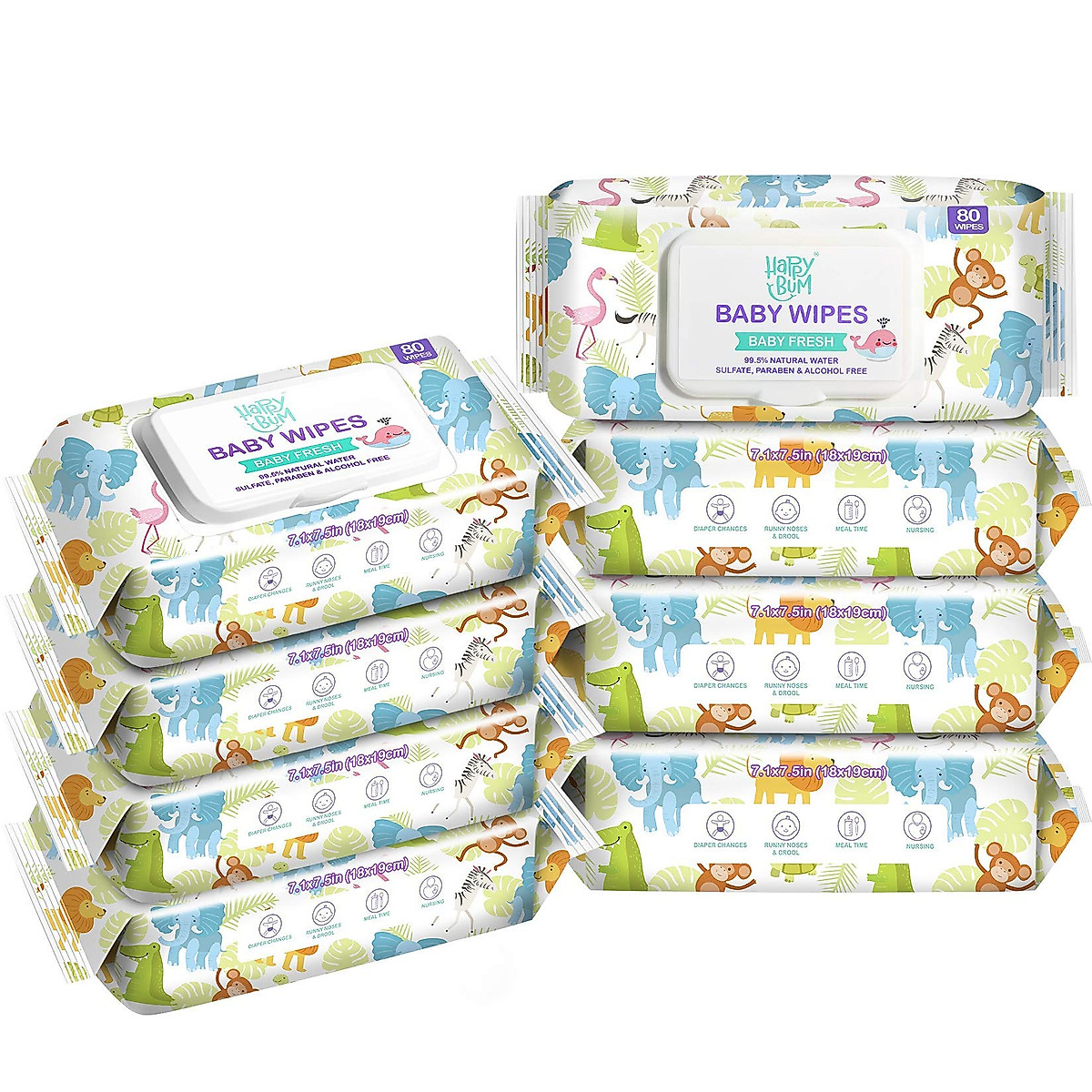 Baby Wipe - HAPPY BUM Baby Wet Wipes, Baby Water Wipes Unscented, 8 Packs, 640 Count