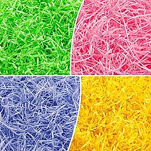 Easter Basket Grass, 320 g 11.3 oz Multicolor Easter Grass Recyclable Paper Shred for Easter Basket Grass Filler/Stuffers, 4 Colors