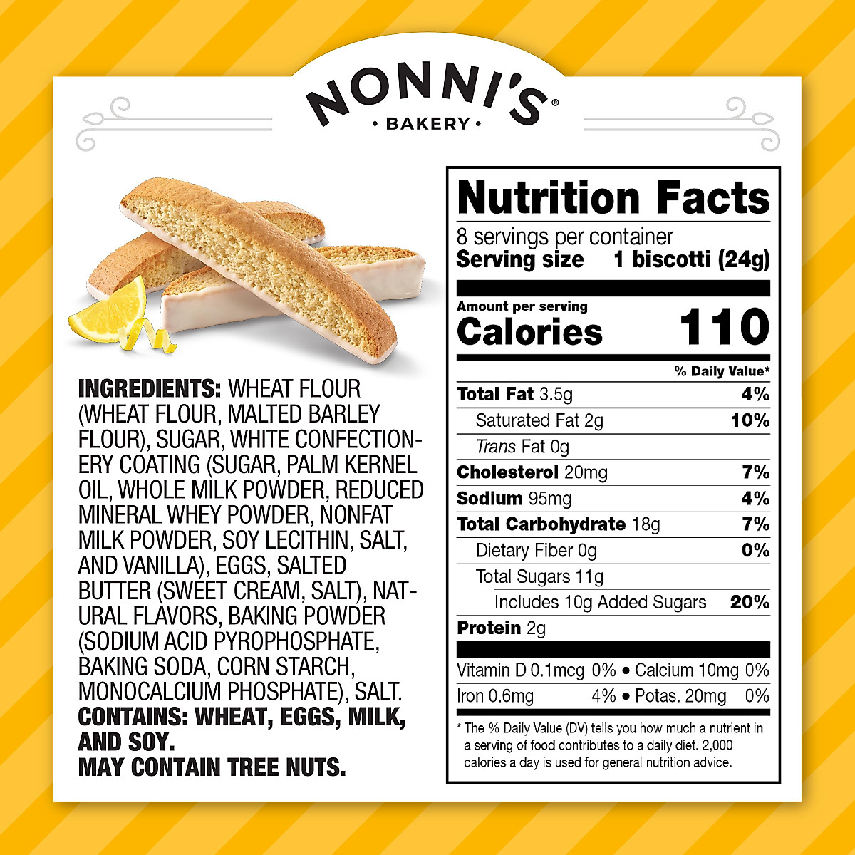 Nonni's Limone Biscotti Italian Cookies - 2 Boxes Lemon Cookies - Biscotti Individually Wrapped Cookies - Lemon Italian Biscotti Cookies w/White Icing - All Natural Ingredients - Kosher - 6.88 oz