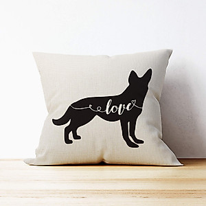 Mancheng-zi German Shepherd Pillow Covers 18x18 - Reserved for The Dog, Perfect Gifts for Shepherd Lovers
