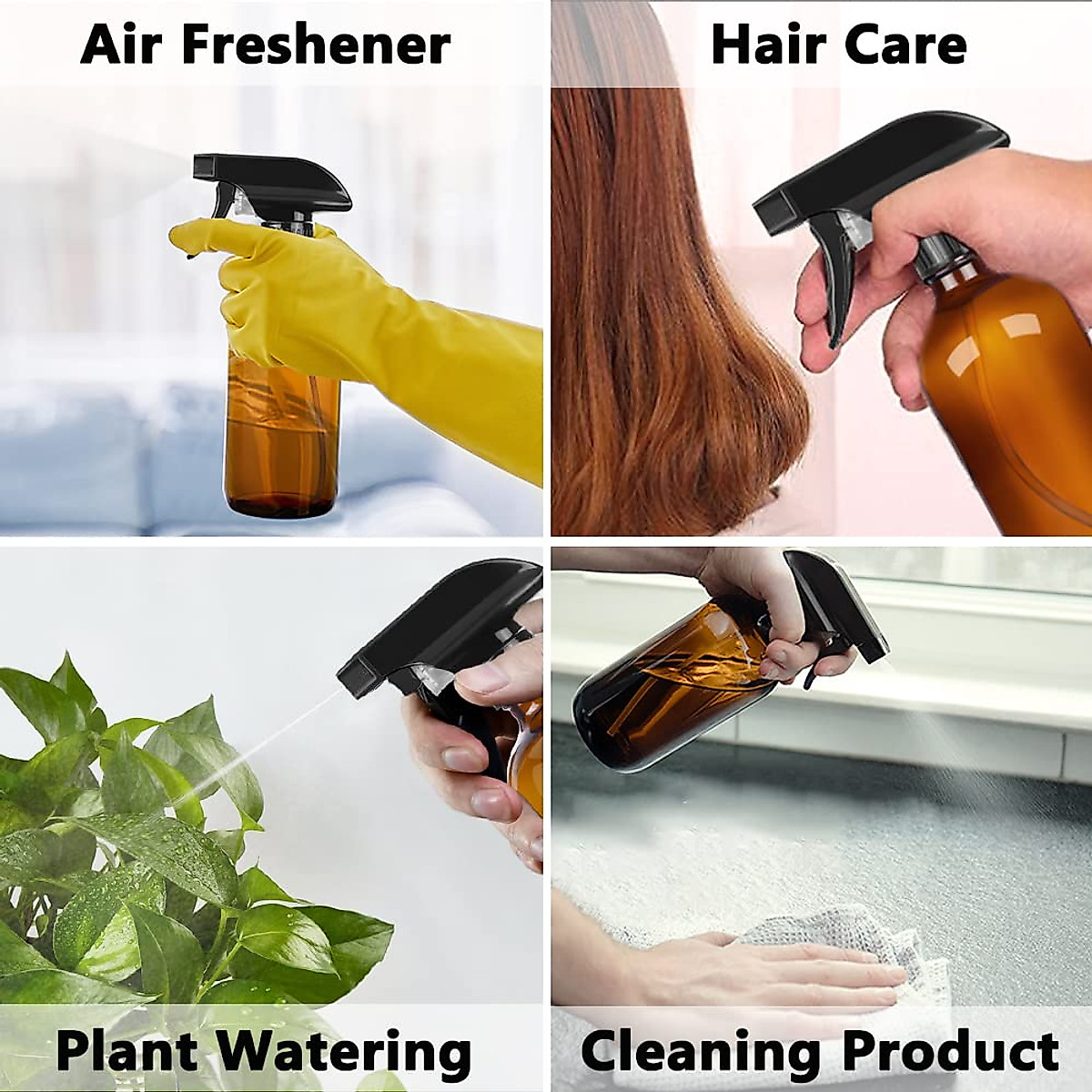 Amber Glass Spray Bottles, 3 Pack 8 Oz Amber Spray Bottles, Refillable Empty Spray Bottles with Adjustable Nozzle, for Essential Oils, Cleaning Solutions, Aromatherapy, Facial Hydration, Hair Mister