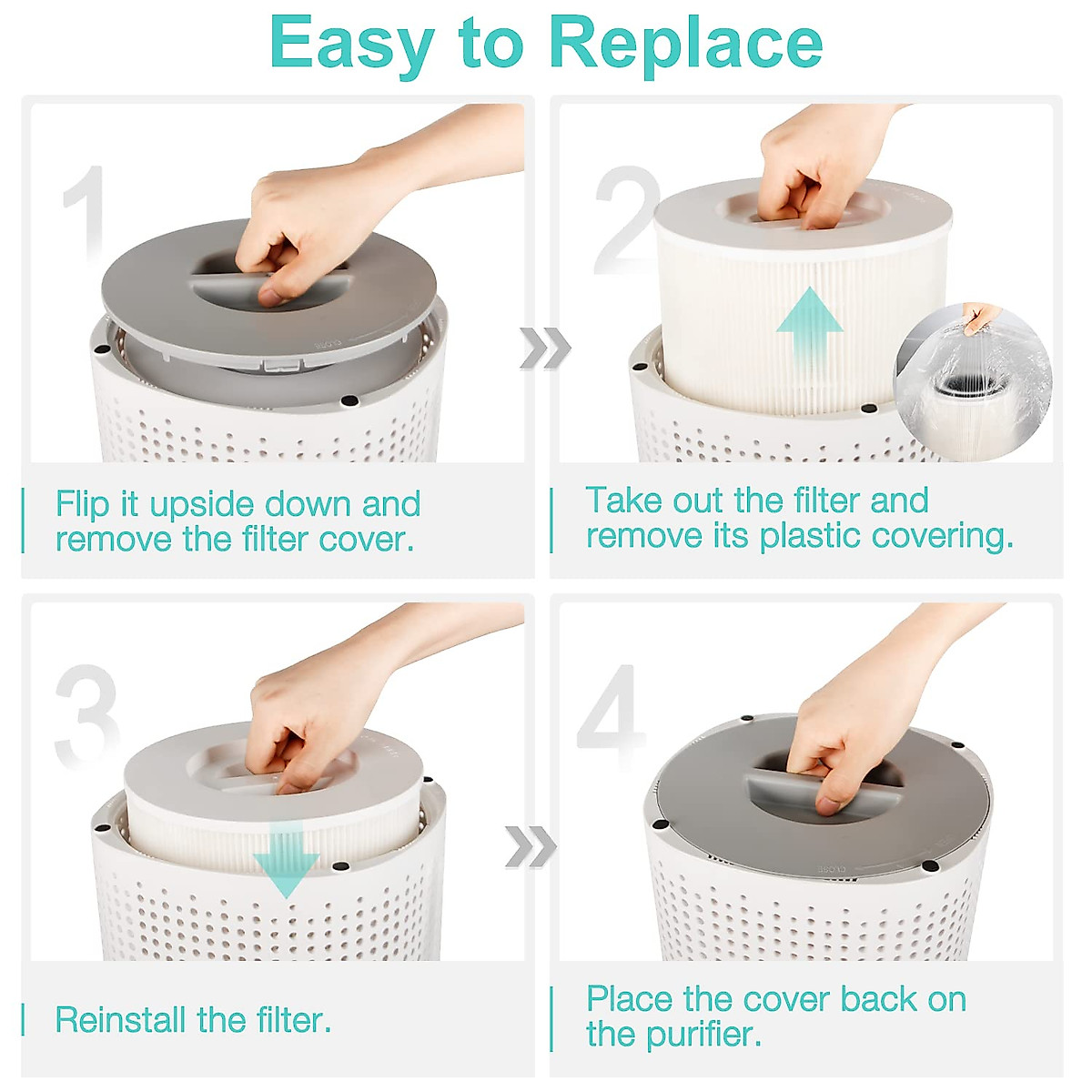 CLEVAST CL-AP220 Air Purifier Replacement Filter, 3-in-1 Pre-Filter, H13 True HEPA Filter, High-Efficiency Activated Carbon Filter, 1 Pack