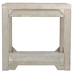 Signature Ashley Farmhouse Lift Top Coffee Table and End Table Set | Whitewash Weathered Finish