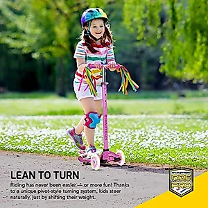 Swagtron K5 3-Wheel Kids Scooter with Light-Up Wheels | Quick Assembly | ASTM-Certified | Height-Adjustable for Boys or Girls Ages 3+ (Blue)