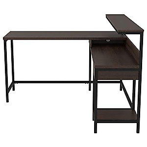 Signature Design by Ashley Camiburg Modern L-Shaped Home Office Desk, Warm Brown