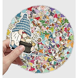 100pcs Gnome Stickers | Vinyl Waterproof Gnome Stickers Cartoon for Laptop, Water Bottle, Skateboard, Scrapbooking, Gutair, Gnome Party Favors - Gnome Decals Gifts for Kids, Teens, Adults
