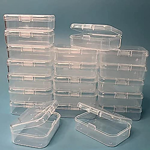 Wotermly 20 Packs Small Mini Clear Plastic Beads Storage Containers Box with Hinged Lid for Storage of Tiny Items, Crafts, Jewelry, Hardware,Earplugs,Pills and More Small Items