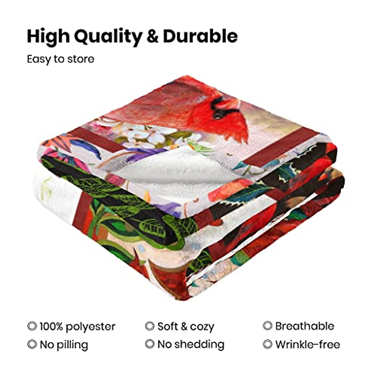 GYUIYTI Christmas Red Bird Blanket for Women Cardinals Birds Blankets, Gift for Women Blanket All Season Fleece Flannel Blanket Valentines Birthday Anniversary