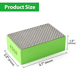 WORKEASE Diamond Hand Polishing Pads, 4PCS Diamond Sanding Block 60/120/240/400 Grit Diamond Hand Pads Foam Backing for Tile Glass Stone Marble Granite Ceramics Metal Wet&Dry