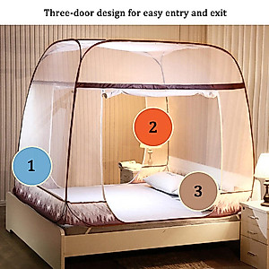 ARTFLOWERS-XIXI Mosquito Nets,180x200cm,Pop Up Mosquito Protection Net,Three Door Portable Protection Net Travel Bed Net Bottom,Breathable Encryption Net,Bed Canopy Home,Outdoor,Camping (E,180x200cm)