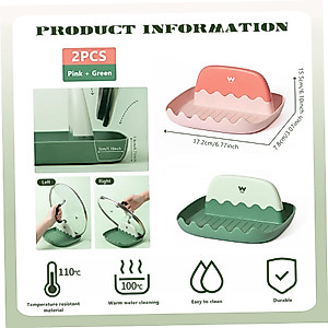 2PCS Pot Lid Holder Spoon Rest with Lid Holder Pan Holder Neat Drip-Free Multifunction Kitchen Spatula Rack Heat-Resistant Spoon Rest for Stove Top Spoon Holder for Utensils Forks While Cooking