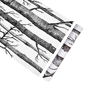 Yifely Black Tree Furniture Paper Peel & Stick PVC Shelf Drawer Liner Covering Old Dining Table Jewerly Boxes Xmas Gift 17.7 Inch by 9.8 Feet