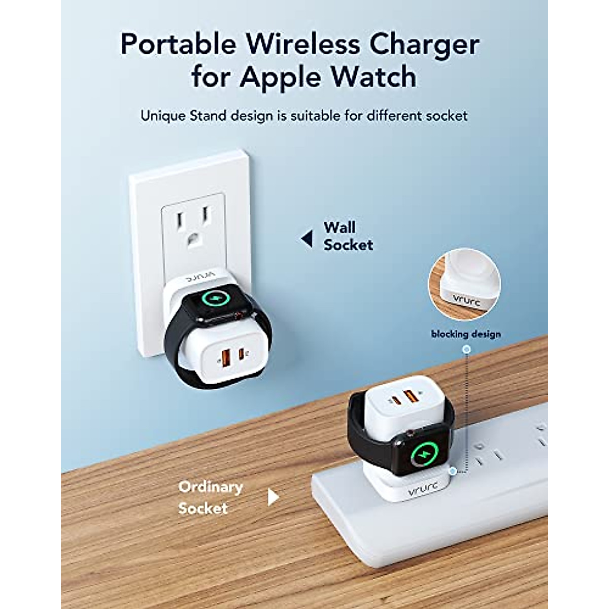 VRURC for Apple Watch Charger, PD 20W Fast Charging Block with Foldable Plug, USB C Wall Charger Power Adapter with Dual Port Compatible with iPhone, Samsung, Android,Tablets-White