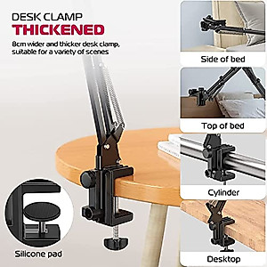ULANZI T3 Phone Stand for Recording, Overhead Phone Mount with Ring Light, Adjustable Desk Arm Stand for iPhone, Desktop Stand for YouTube Starter Live Stream Cooking Painting Nail Video Recording