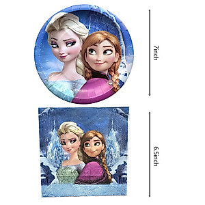 Hysnol Frozen Birthday Party Supplies, include 20 Plates and 20 Napkins, Frozen Birthday Party Decorations
