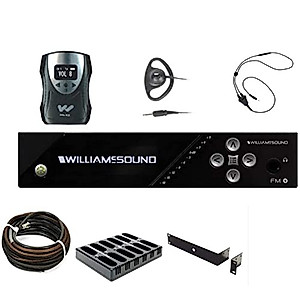 Williams AV FM 558-24 PRO D Large-Area Dual FM and Wi-Fi Assistive Listening Dante System; Includes: FM T55 D Transmitter, (24) PPA R38N Receivers, (24) EAR 022 Surround Earphones, (6) NKL 001 Neckloo