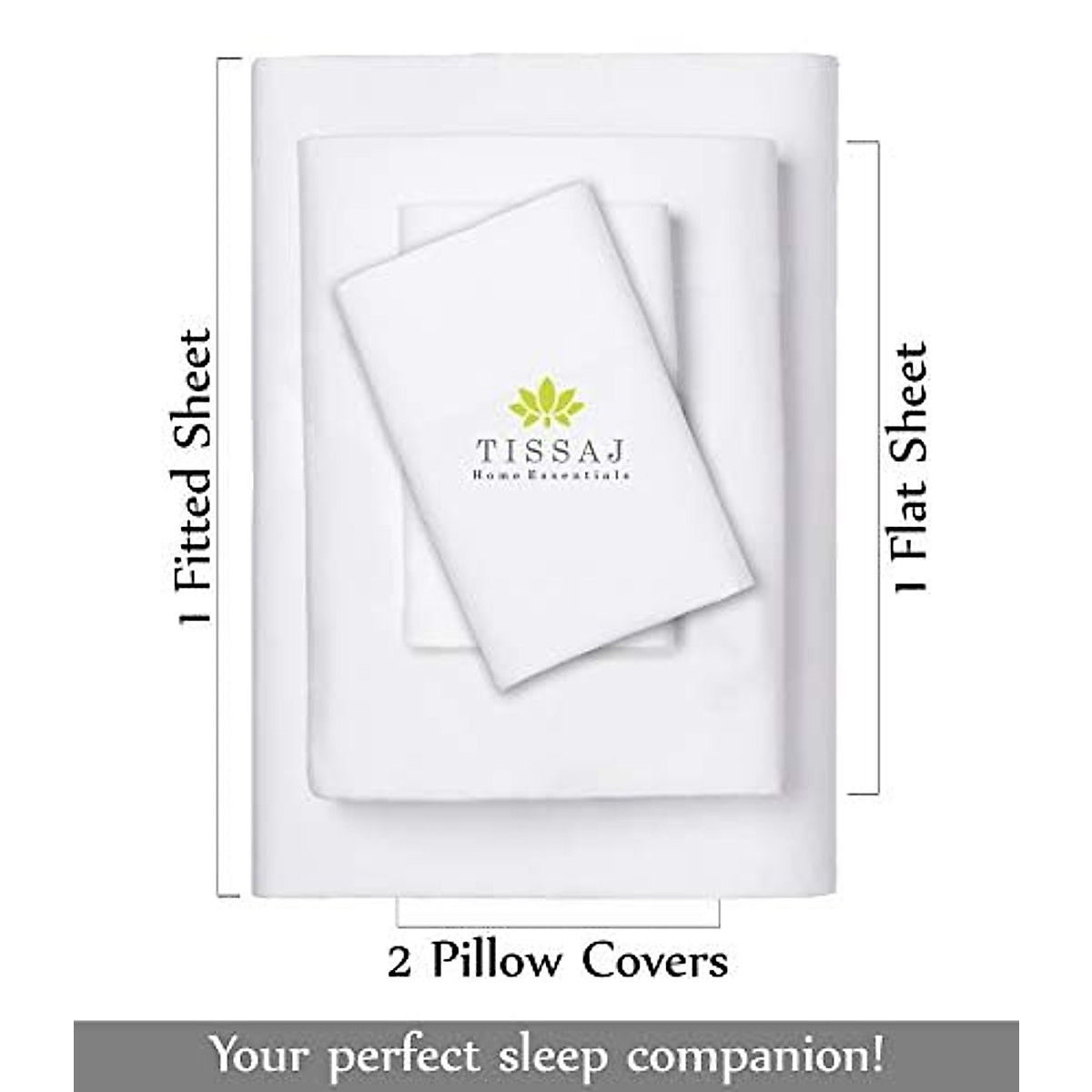Tissaj Organic Cotton Sheets King Size – Ultra White – GOTS Certified – Durable Luxury Quality – Extra Deep Pockets & Secure Fit – Premium Bedding – Sateen Weave – with Carry Pouch – Set of 4