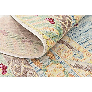 Unique Loom Austin Collection Traditional Border, Floral, Vintage Area Rug, 8' 0" x 10' 0", Blue/Green