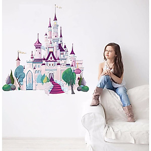 Runtoo Large Castle Wall Art Decals for Girls Bedroom Princess Wall Stickers Nursery Kids Home Decor