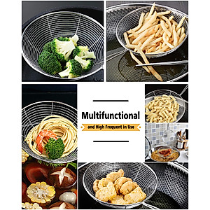 Enhanced Version Stainless Steel Spider Strainer Skimmer Ladle, Set of 3 Sizes Kitchen Strainer Spoon for Cooking and Frying, Pasta Strainer, Food Preparation-32.5cm, 36cm, 38cm