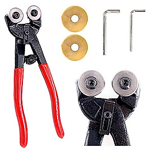 Swpeet 5Pcs Heavy Duty Glass Mosaic Cutter Kit, 8 Inch Wheeled Glass Nipper Pliers Tool with 2Pcs Replacement Blade and 2Pcs Allen Wrench