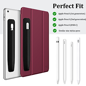 Fintie Pen Sticker Compatible with Apple Pencil Pro, Apple Pencil (USB-C / 1st / 2nd Generation), Elastic Stylus Pocket, Adhesive Leather Pen Pouch Sleeve, Black