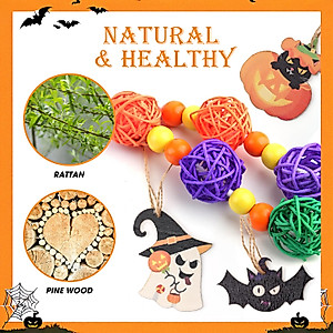 Abizoo Halloween Guinea Pig Toys,Bunny Toys Hanging,Natural Wood for Rabbits Teeth Grinding Chinchilla Dwarf Hamster Rat Gerbi Toys Rabbit Chew Toys Treats Small Animals Enrichment Boredom for Cage