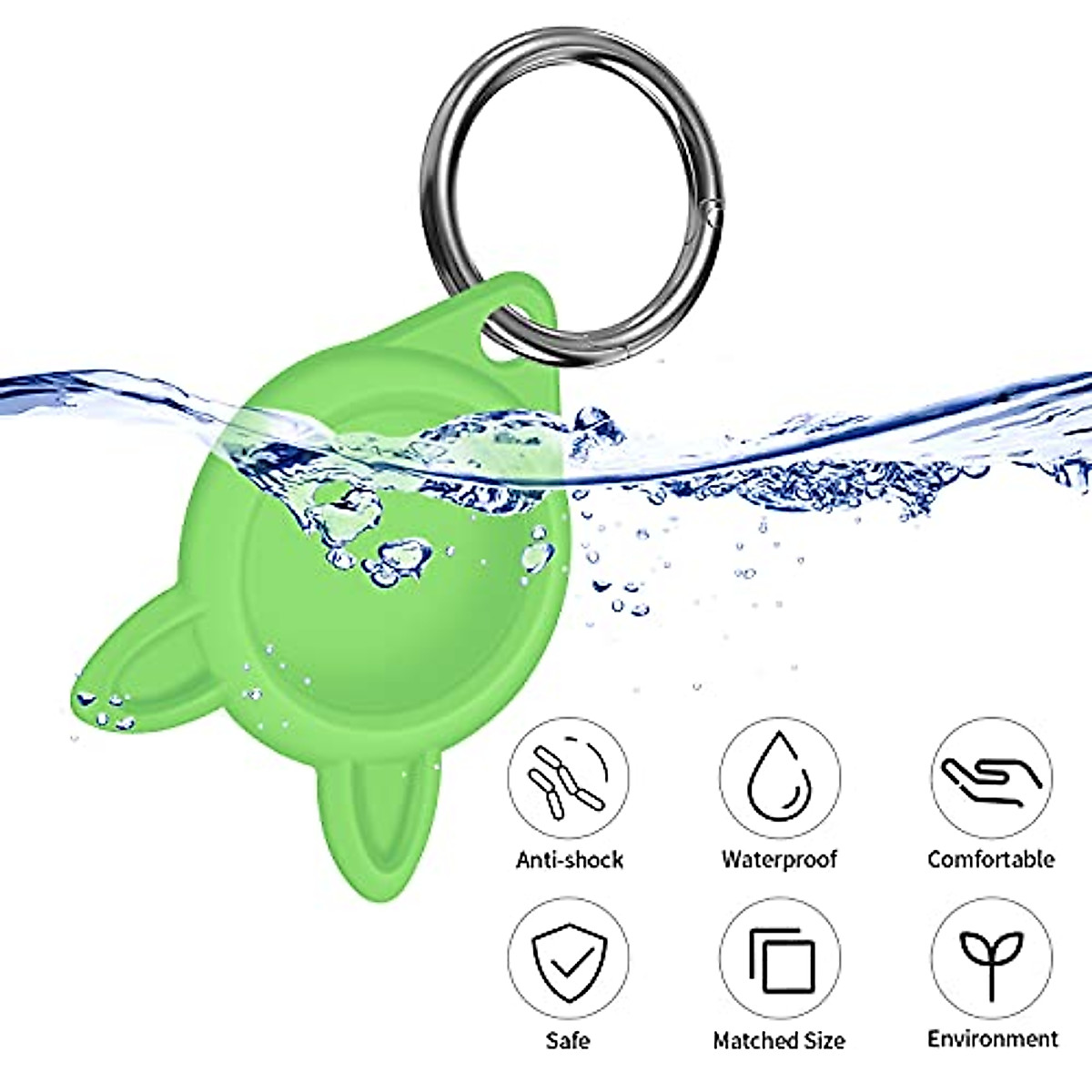 2 Pack Soft Silicone Protective Cover for AirTag with Keychain, Compatible AirTag Key Wallet Finder for Dog Cat Pet, Backpacks, Luggage, Glow Blue and Glow Green