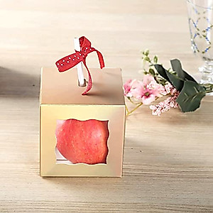 Muse's Mode 30Pcs Rose Gold Candy Apple Boxes With Hole Top | 4inch x 4inch x 4inch Paper Window Gift Boxes For Candy Apples, Ornaments | Wedding, Party, Baby Shower Favors| Food In Safe