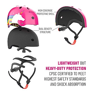 Noggn Bike Helmet for Kids, Girls and Boys | Rainbow Unicorn | Small for Child 5-14 | Bicycle, Scooter, Skateboard Helmet (Pink, Small)