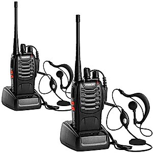 Walkie Talkie for Adults - ANSIOVON Long Range Walky Talky Rechargeable 16 Channels Two Way Radio- Flashlight - Earpiece - Rechargeable Li-ion Battery(Include) - 2 Pack.